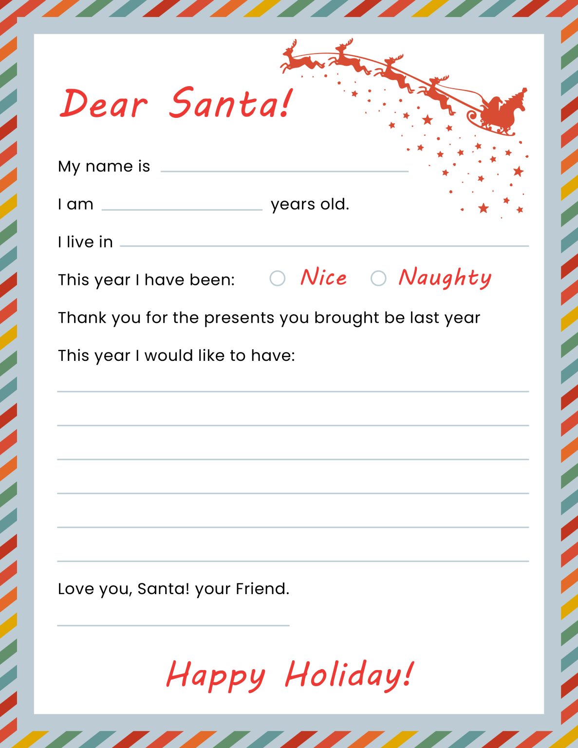 Free Printable Christmas Letter Templates (PDF) - The Study Kits