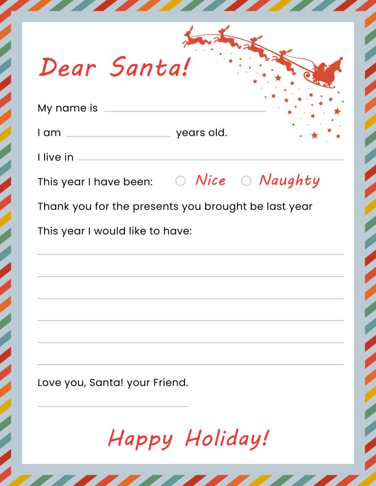 Free Printable Christmas Letter Templates (PDF) - The Study Kits