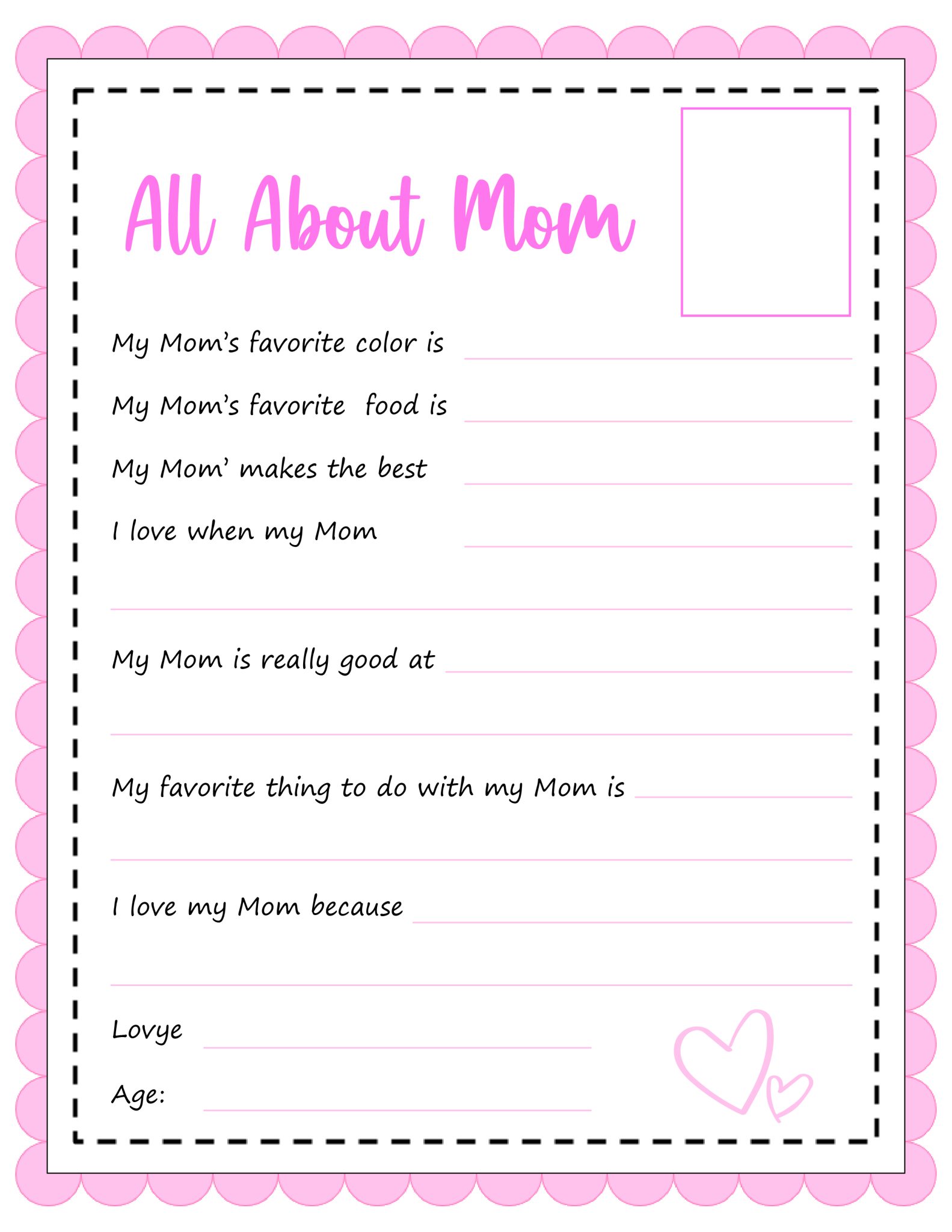 All About My Mom Printable Worksheet - The Study Kits