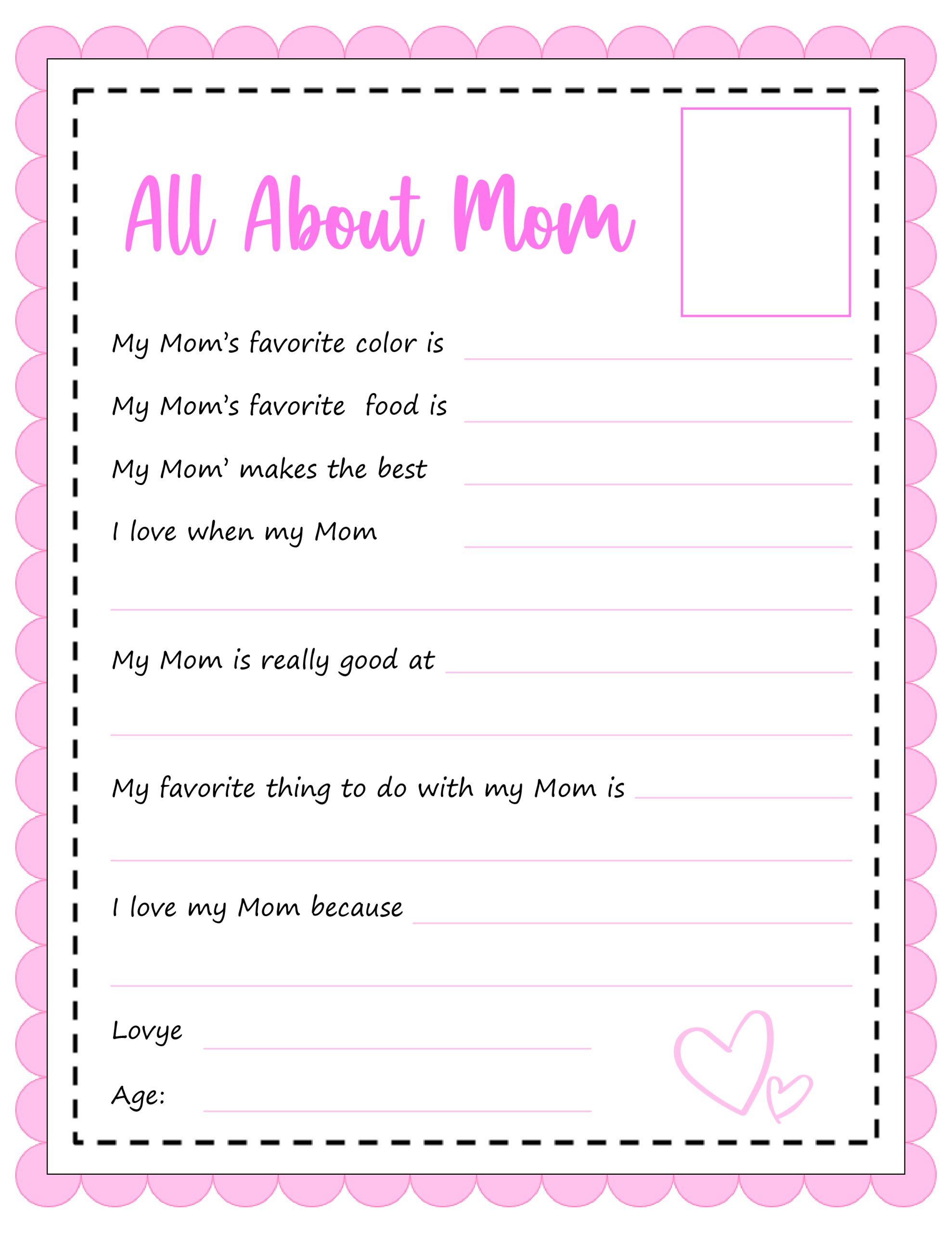 All About My Mom Printable Worksheet - The Study Kits
