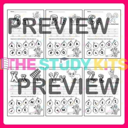 Christmas ABC Letter Tracing and Coloring Worksheets - The Study Kits