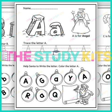 Christmas ABC Letter Tracing and Coloring Worksheets - The Study Kits