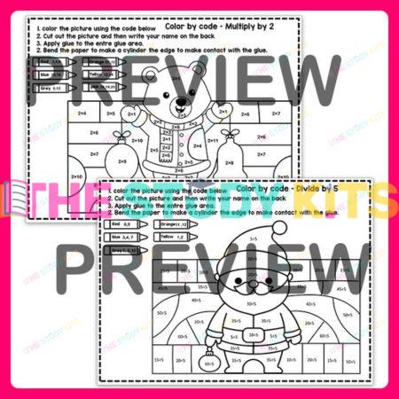 Christmas Math Craft Color by Number With Santa, Elf & Gingerbread Man ...