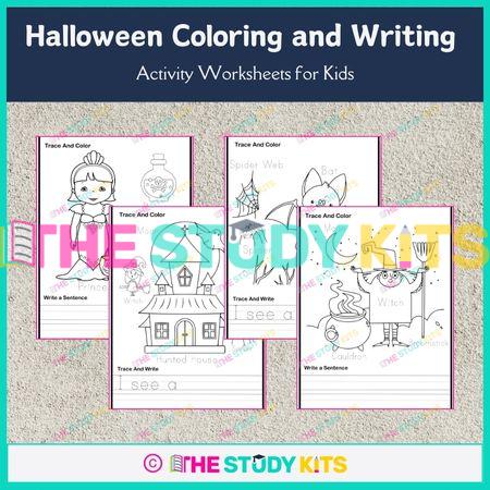Halloween Coloring and Writing Activity Worksheets - The Study Kits