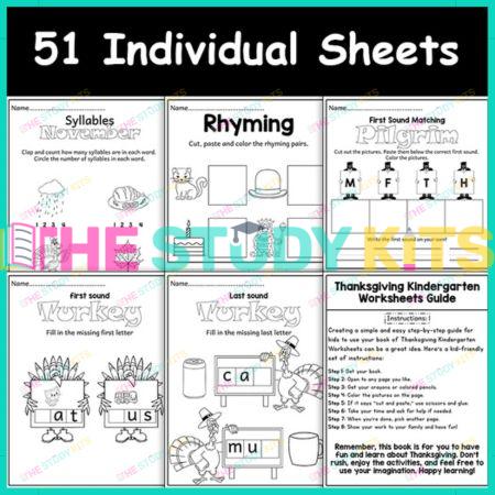 November Turkey and Pilgrim Kindergarten Worksheets - The Study Kits