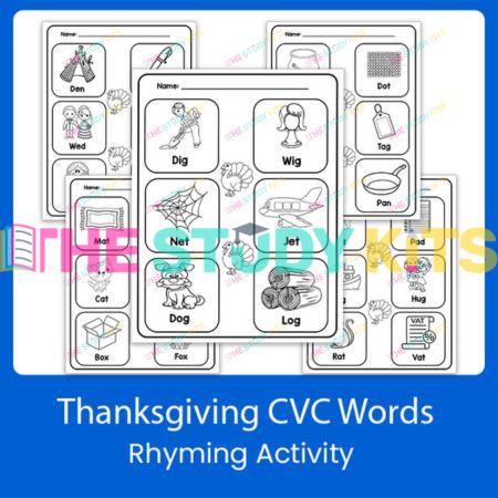 Thanksgiving CVC Rhyming Words Activity - The Study Kits