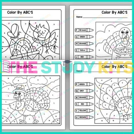 Thanksgiving Color By Code for Kindergarten - The Study Kits