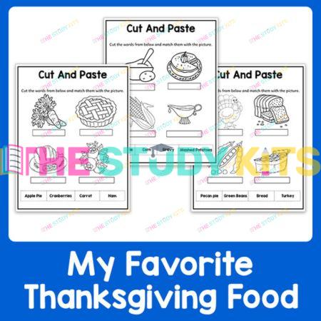 Thanksgiving Foods Cut & Paste Activities Worksheets - The Study Kits